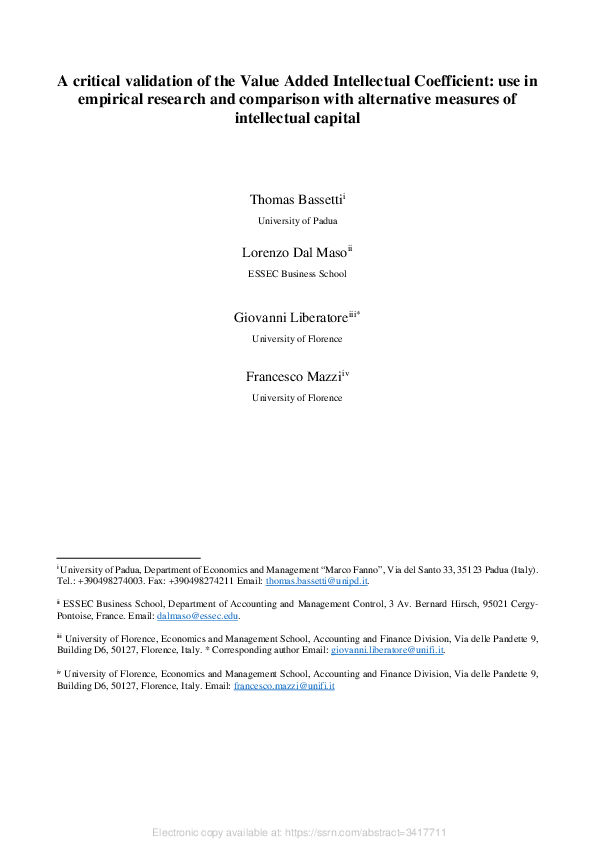 (PDF) A Critical Validation of the Value Added Intellectual Coefficient: Use in Empirical ...