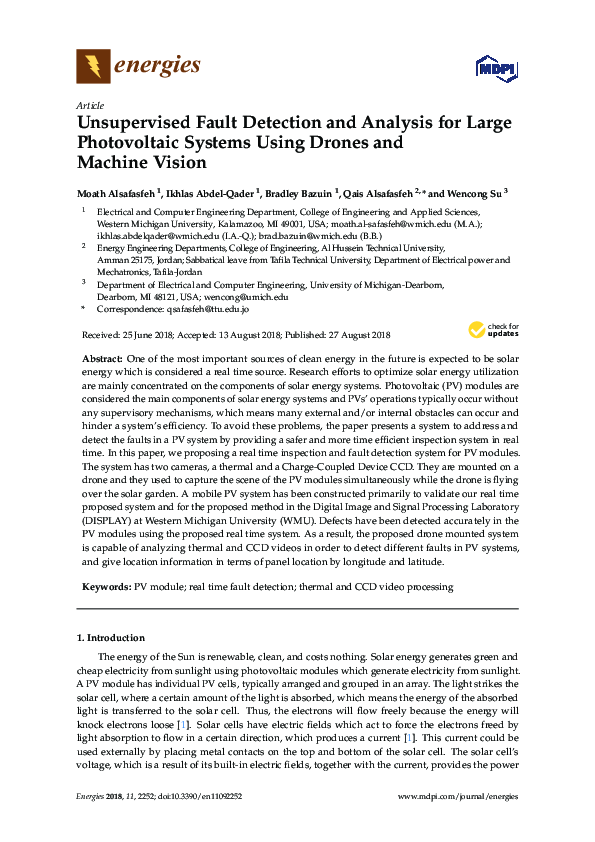 (PDF) Unsupervised Fault Detection and Analysis for Large Photovoltaic Systems Using Drones and ...
