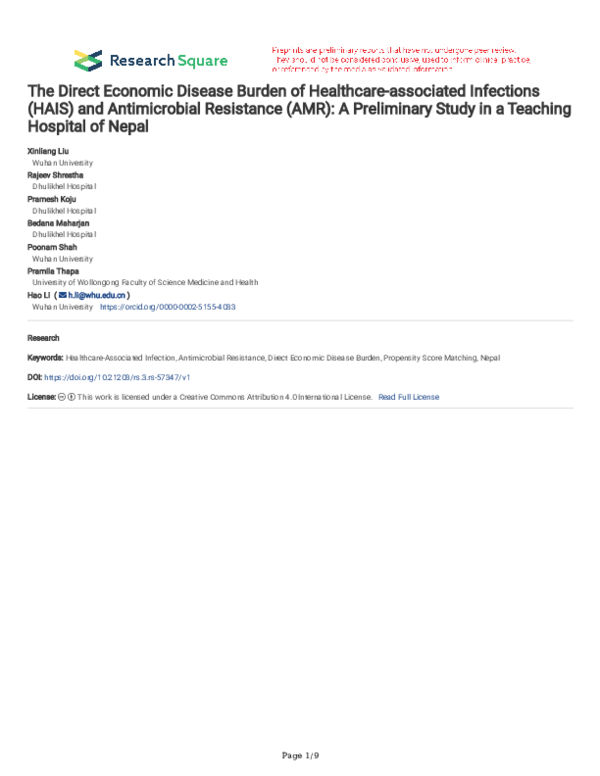 (PDF) The Direct Economic Disease Burden of Healthcare-associated ...