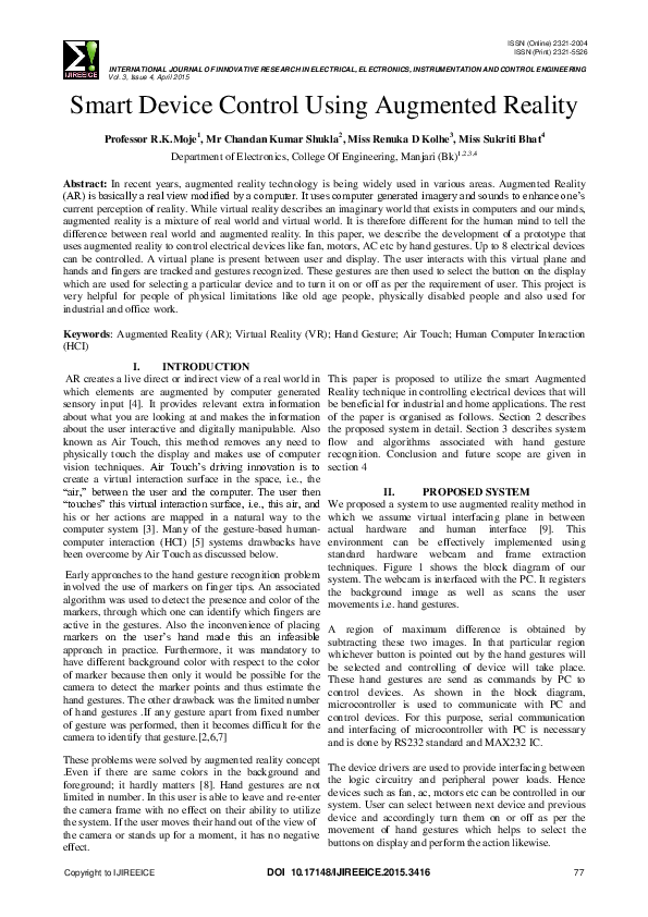 (PDF) Smart Device Control Using Augmented Reality