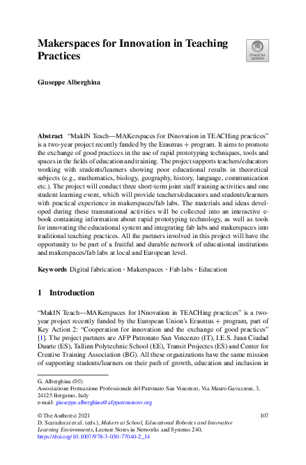 (PDF) Makerspaces for Innovation in Teaching Practices