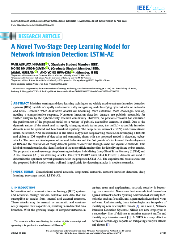 Pdf A Novel Two Stage Deep Learning Model For Network Intrusion