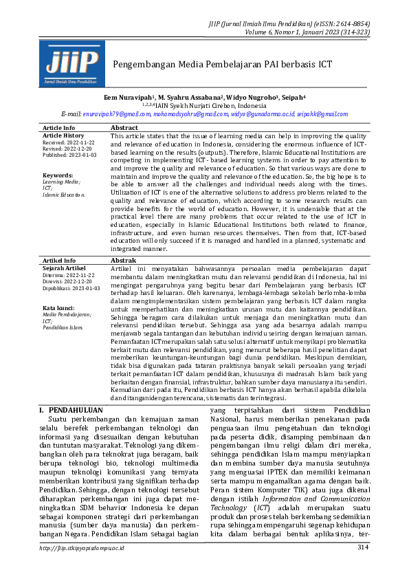 (PDF) Pengembangan Media Pembelajaran PAI berbasis ICT