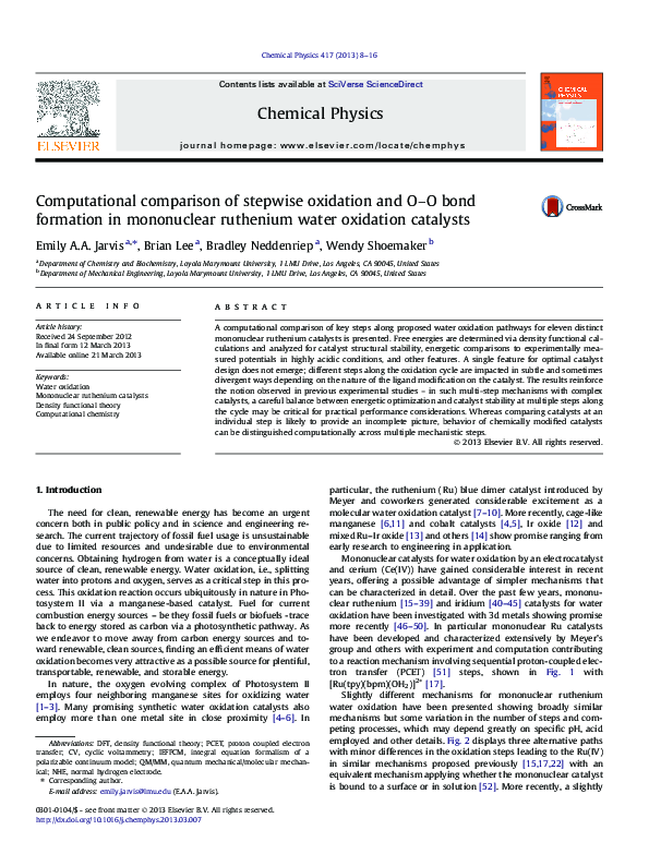 (PDF) Computational comparison of stepwise oxidation and O–O bond ...