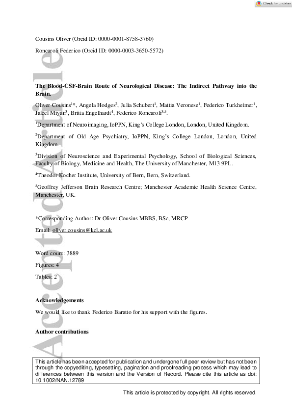 (PDF) The blood–CSF–brain route of neurological disease: The indirect ...