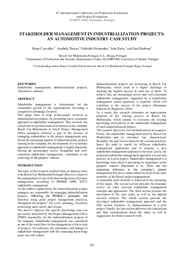 (PDF) Stakeholder management in industrialization projects: an ...