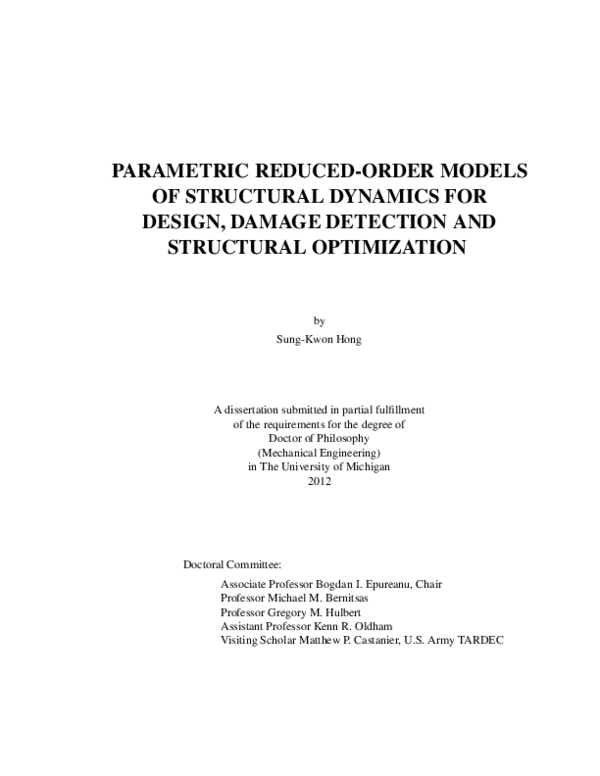 (PDF) Parametric reduced-order models of structural dynamics for design, damage detection and ...