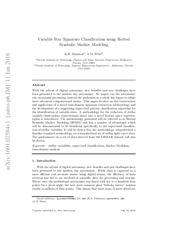 (PDF) Variable Star Signature Classification using Slotted Symbolic Markov Modeling | Adrian ...