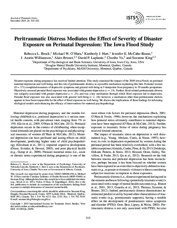 (PDF) Peritraumatic Distress Mediates the Effect of Severity of ...