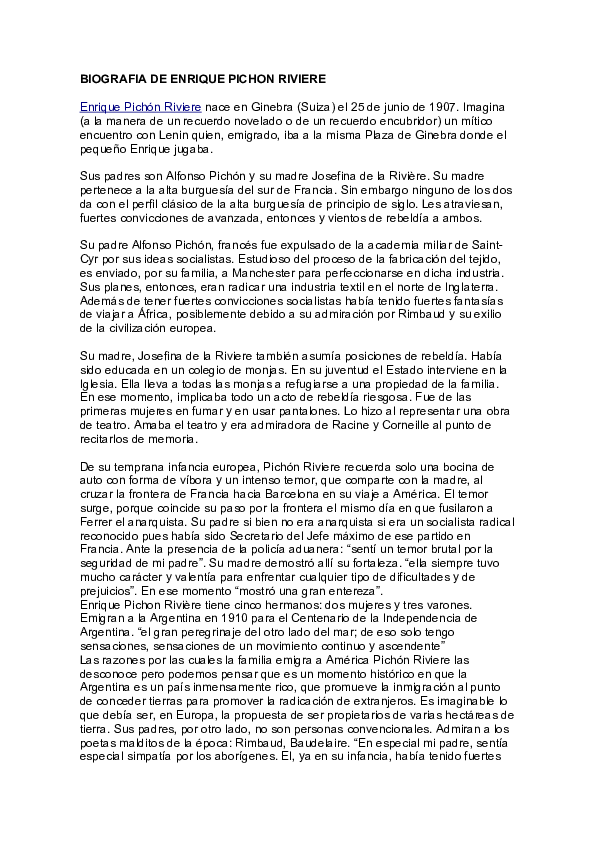 (DOC) BIOGRAFIA DE ENRIQUE PICHON RIVIERE