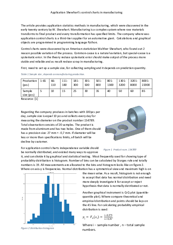 Pdf Application Shewharts Control Charts In Manufacturing