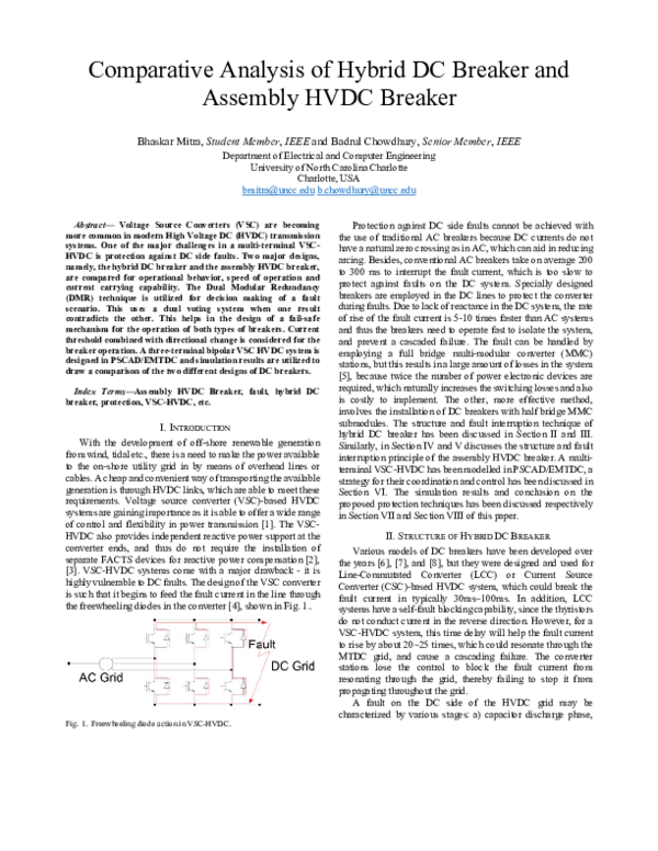 (PDF) Comparative analysis of hybrid DC breaker and assembly HVDC breaker