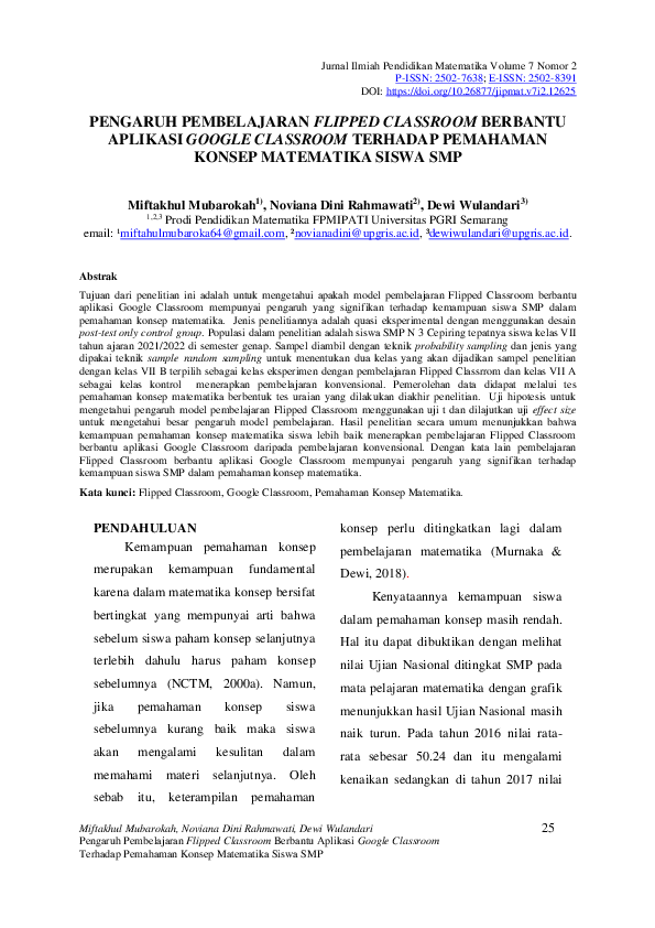 Pdf Pengaruh Pembelajaran Flipped Classroom Berbantu Aplikasi Google
