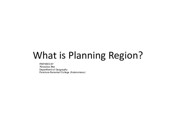 (PDF) CHOICE OF REGION FOR PLANNING