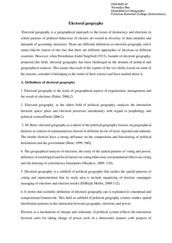 (PDF) Electoral geography