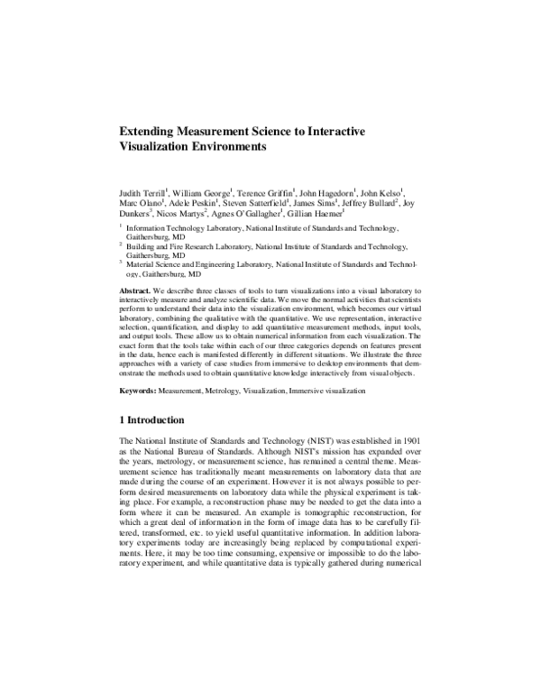 (PDF) Extending Measurement Science to Interactive Visualisation Environments