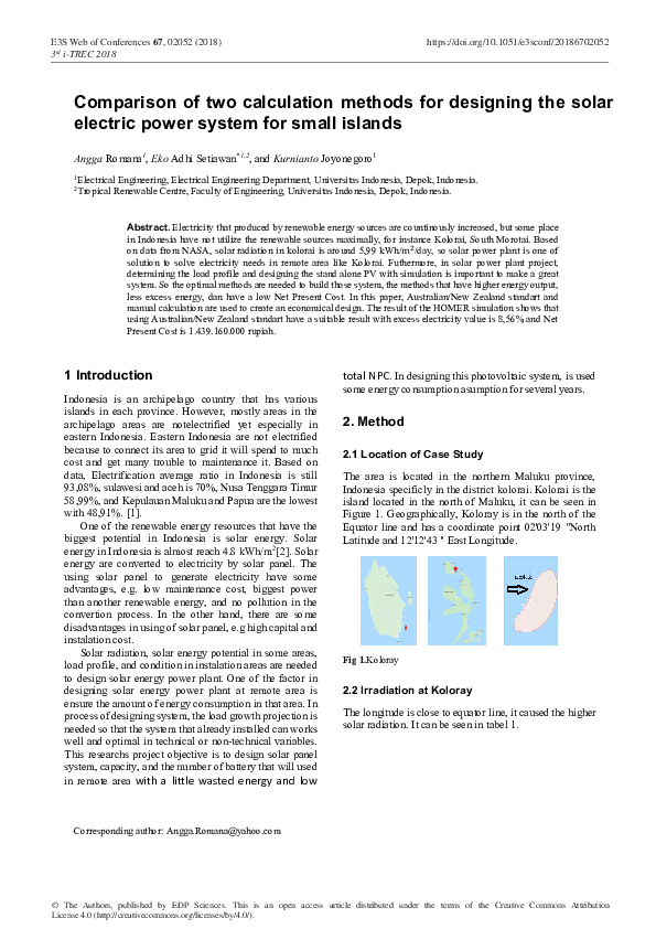 Pdf Comparison Of Two Calculation Methods For Designing The Solar