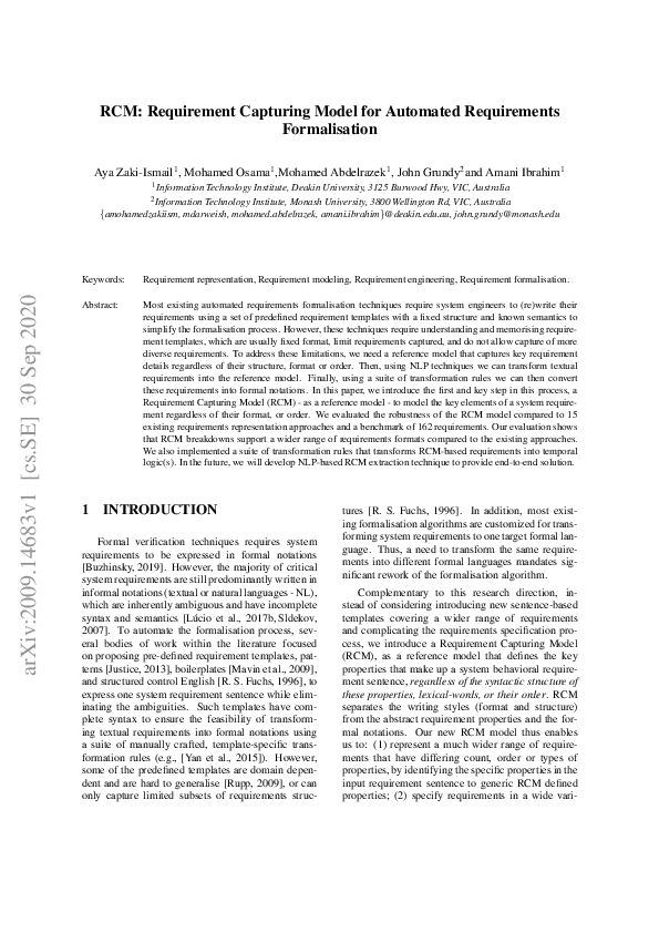 (PDF) RCM: Requirement Capturing Model for Automated Requirements Formalisation | Amani Ibrahim ...