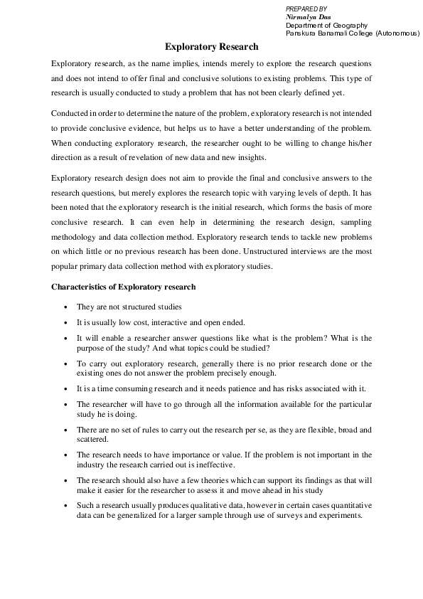 (PDF) Exploratory Research