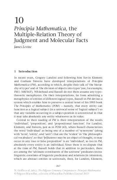 (PDF) Principia Mathematica, the Multiple-Relation Theory of Judgment ...