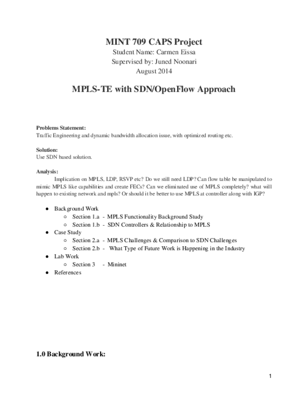 (PDF) MPLS-TE with SDN/OpenFlow Approach