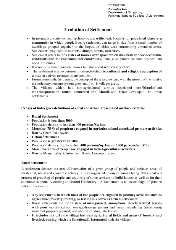 (PDF) Evolution of Settlement