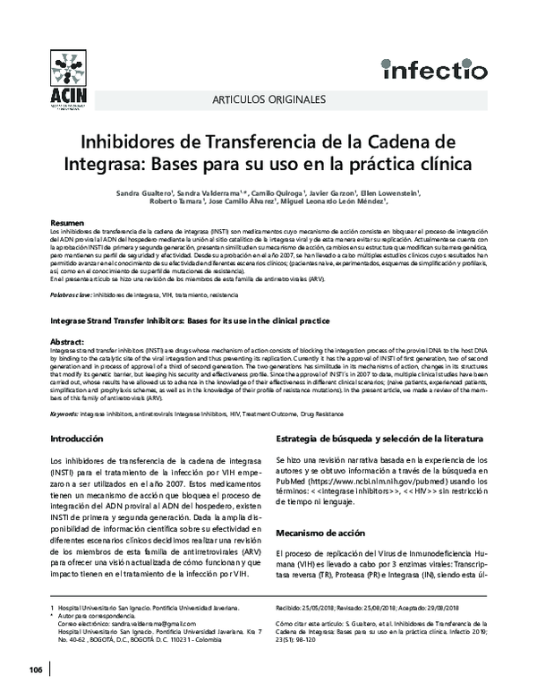 (PDF) Inhibidores de Transferencia de la Cadena de Integrasa: Bases ...