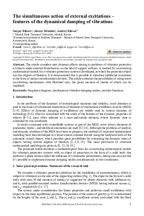 (PDF) The simultaneous action of external excitations – features of the ...