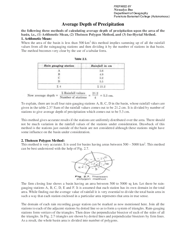 (PDF) Average Depth of Precipitation