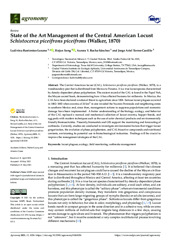 (PDF) State of the Art Management of the Central American Locust ...
