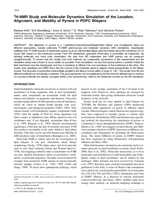 (PDF) 2H-NMR Study and Molecular Dynamics Simulation of the Location ...