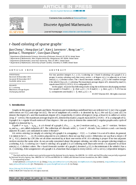 (PDF) Hued Coloring of Sparse Graphs