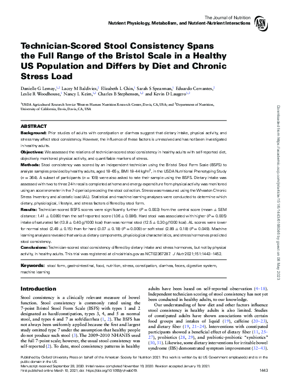 (PDF) Technician-Scored Stool Consistency Spans the Full Range of the ...