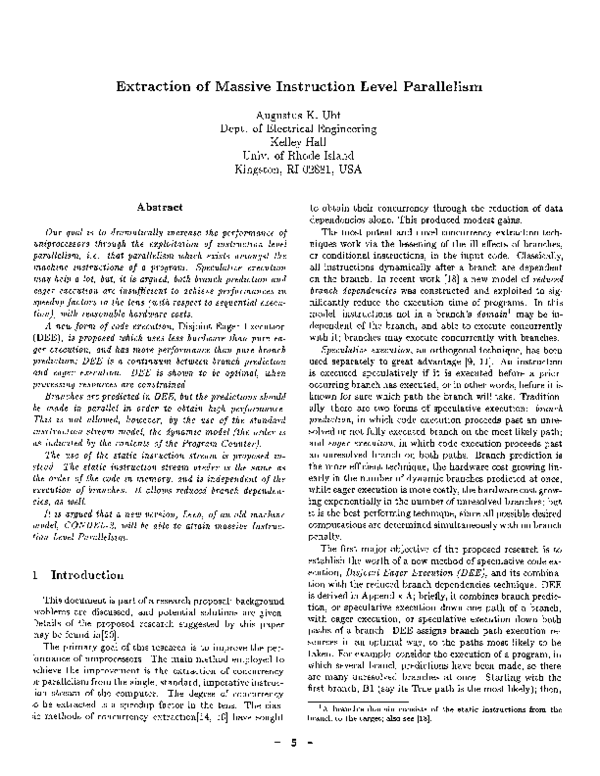 (PDF) Extraction of massive instruction level parallelism