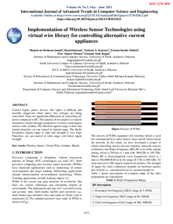 (PDF) Implementation of Wireless Sensor Technologies using virtual wire ...