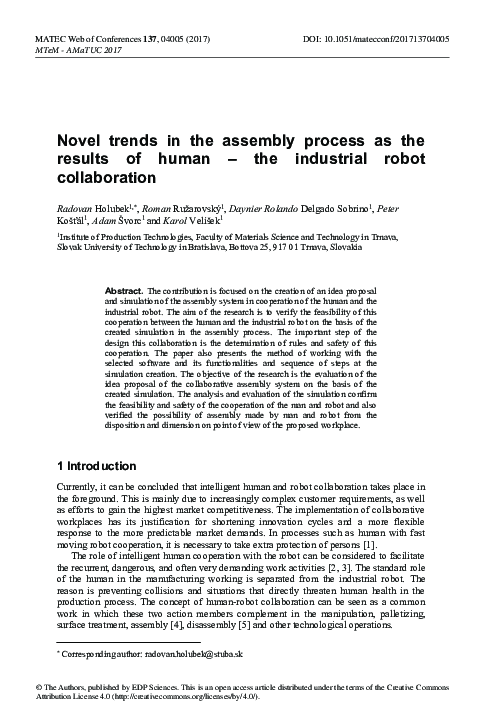 (PDF) Novel trends in the assembly process as the results of human ...