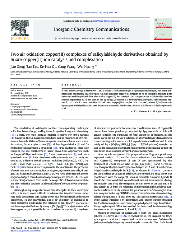 (PDF) Two air oxidation copper(II) complexes of salicylaldehyde ...
