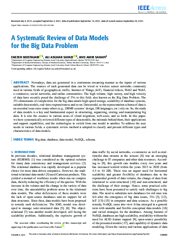 (PDF) A Systematic Review of Data Models for the Big Data Problem
