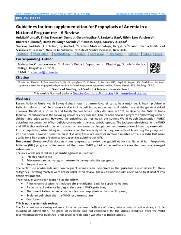 (PDF) Guidelines for iron supplementation for Prophylaxis of Anemia in ...
