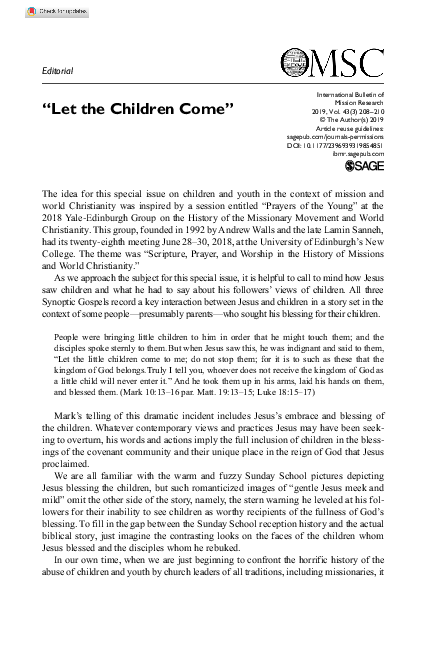 (PDF) Let the Children Come