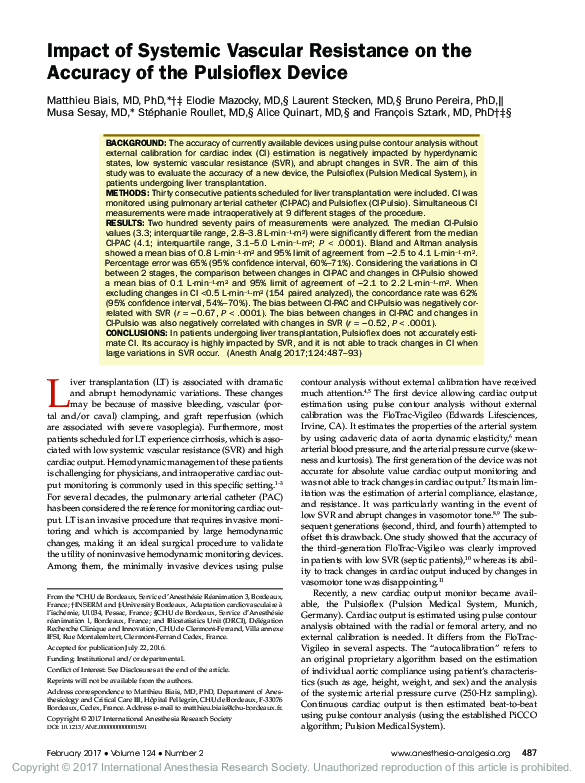 (PDF) Impact of Systemic Vascular Resistance on the Accuracy of the ...