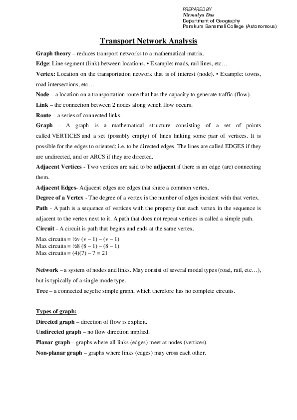 Pdf Transport Network Analysis 