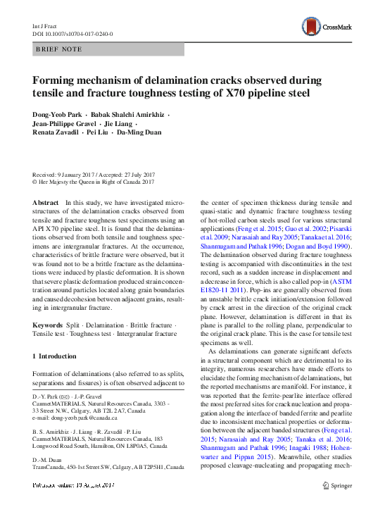 (PDF) Forming mechanism of delamination cracks observed during tensile ...