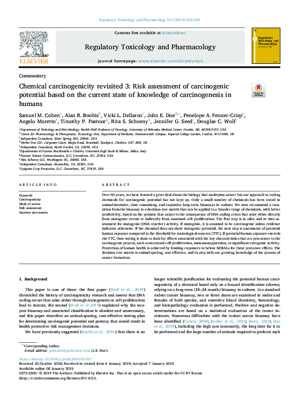 (PDF) Modern Carcinogenicity Risk Assessment Methods