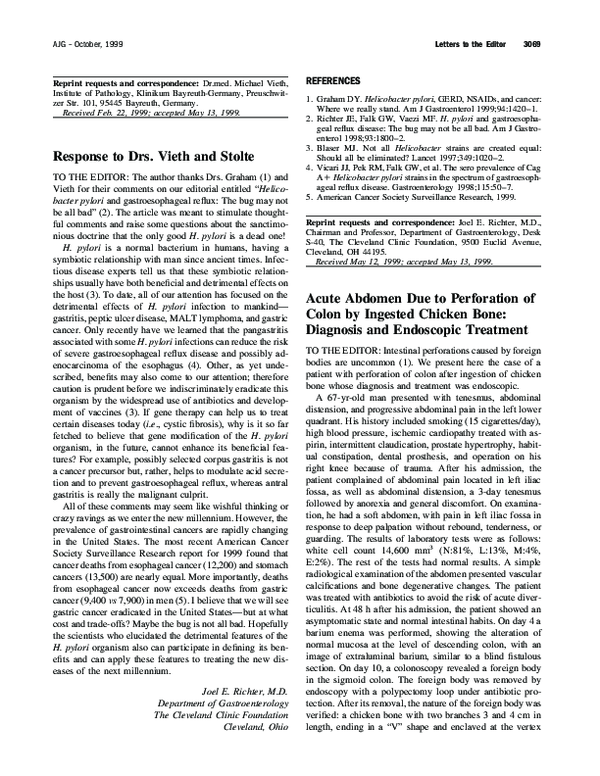 (PDF) Acute Abdomen Due to Perforation of Colon by Ingested Chicken ...