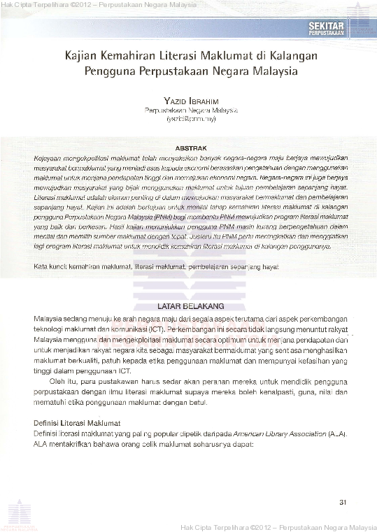 (PDF) Kajian Kemahiran Literasi Maklumat di Kalangan Pengguna ...