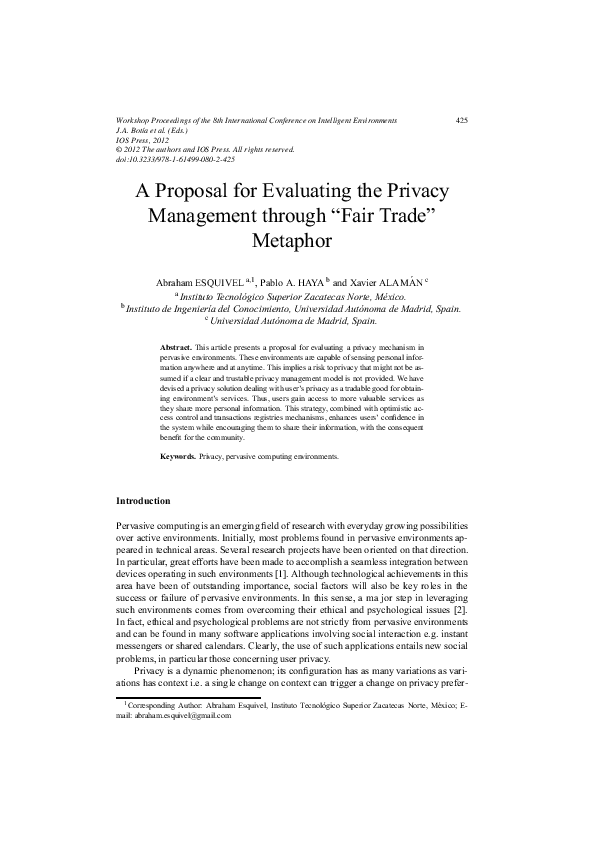 (PDF) A Proposal for Evaluating the Privacy Management through "Fair ...