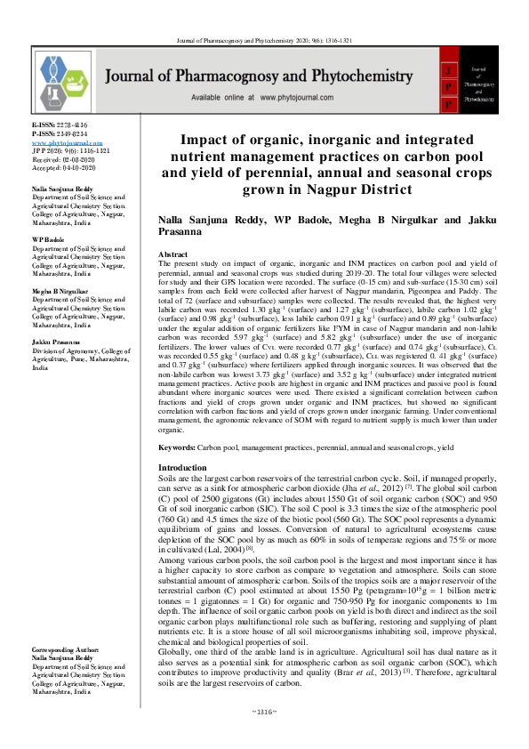 (PDF) Impact of organic, inorganic and integrated nutrient management ...