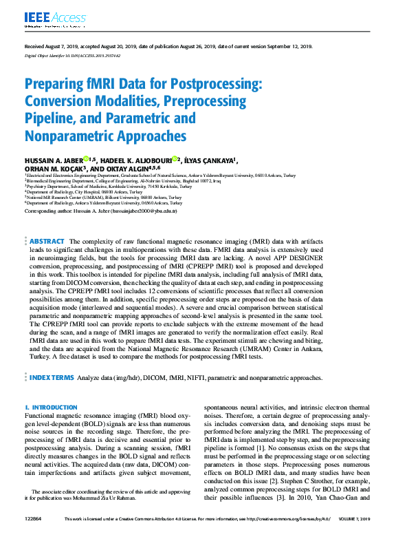 (PDF) Preparing fMRI Data for Postprocessing: Conversion Modalities ...