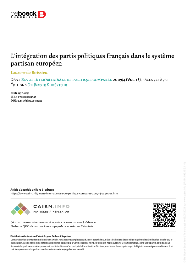 (PDF) L'intégration des partis politiques français dans le système ...